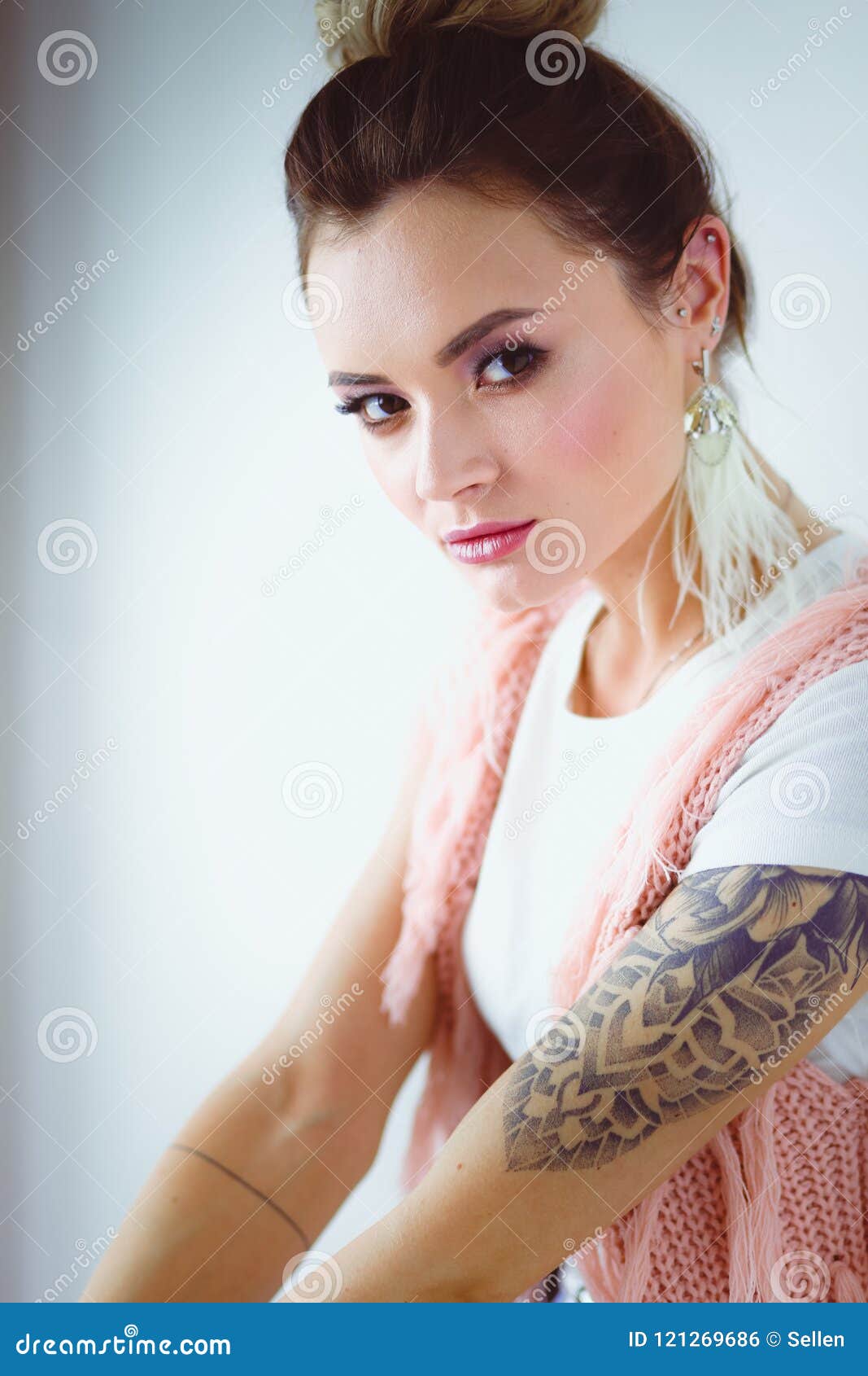Beautiful Woman Standing in Study. Beautiful Woman. Stock Photo - Image ...