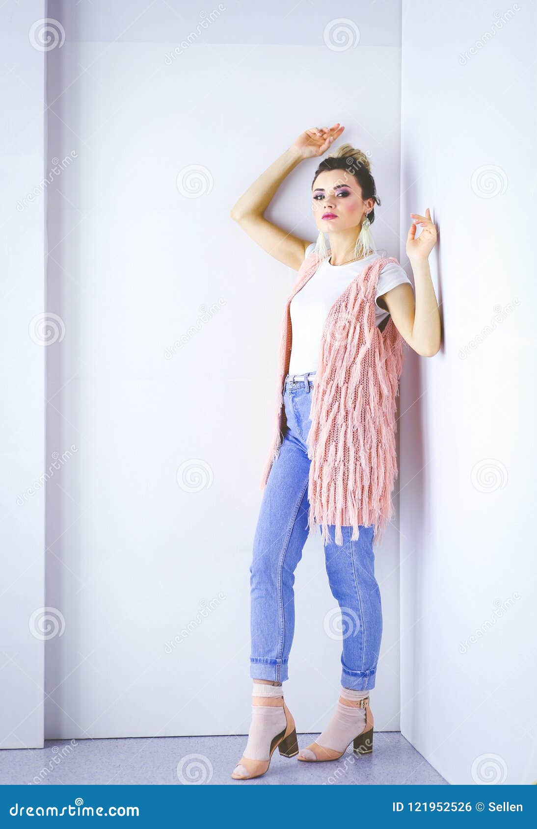 Beautiful Woman Standing in Study. Beautiful Woman. Stock Photo - Image ...