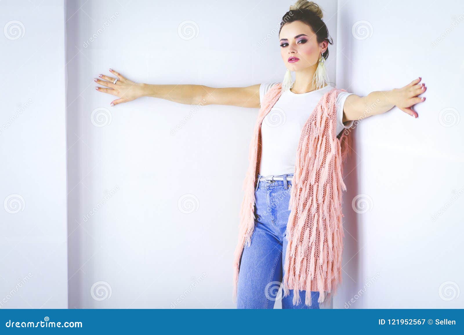 Beautiful Woman Standing in Study. Beautiful Woman. Stock Image - Image ...