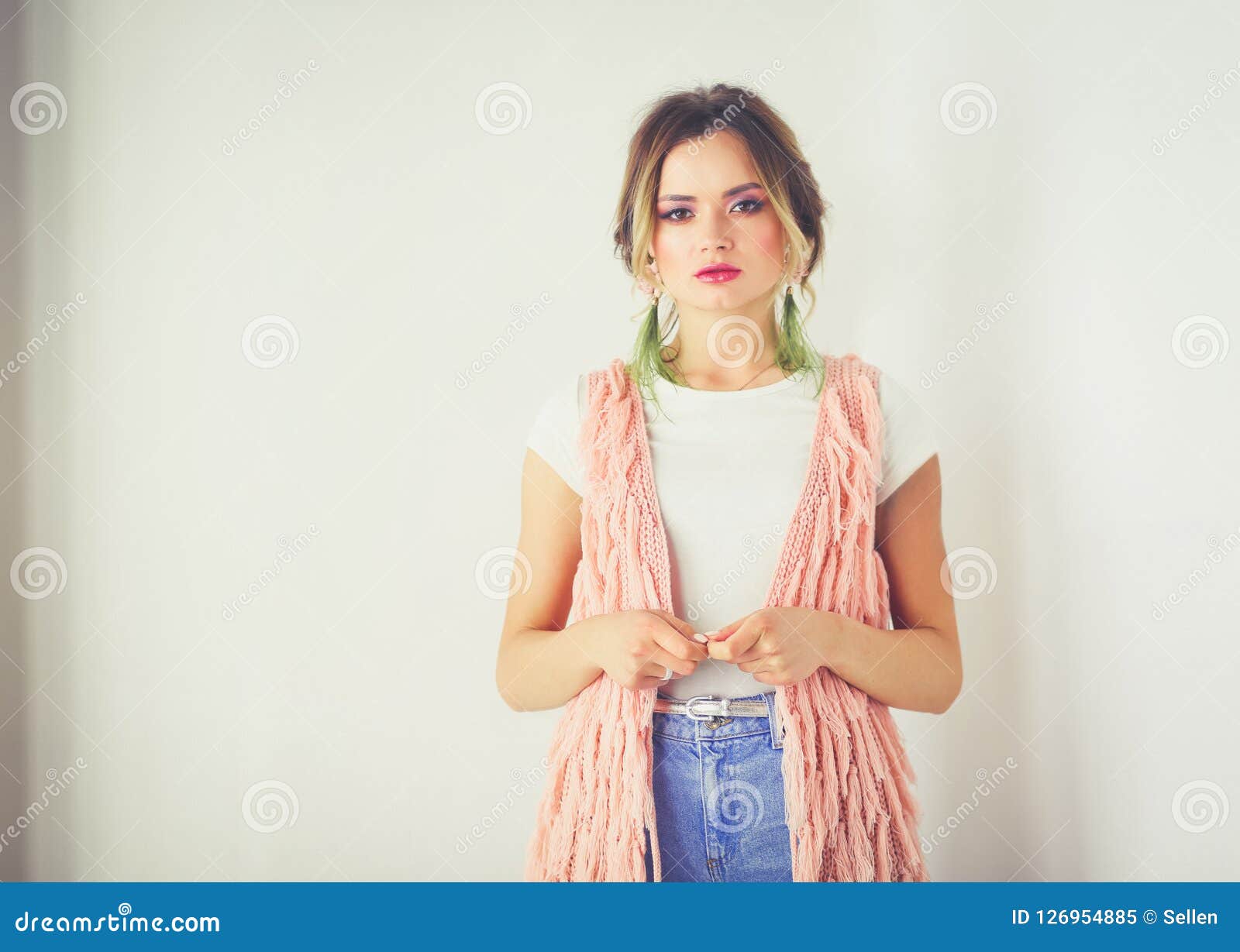 Beautiful Woman Standing in Study. Beautiful Woman. Stock Image - Image ...