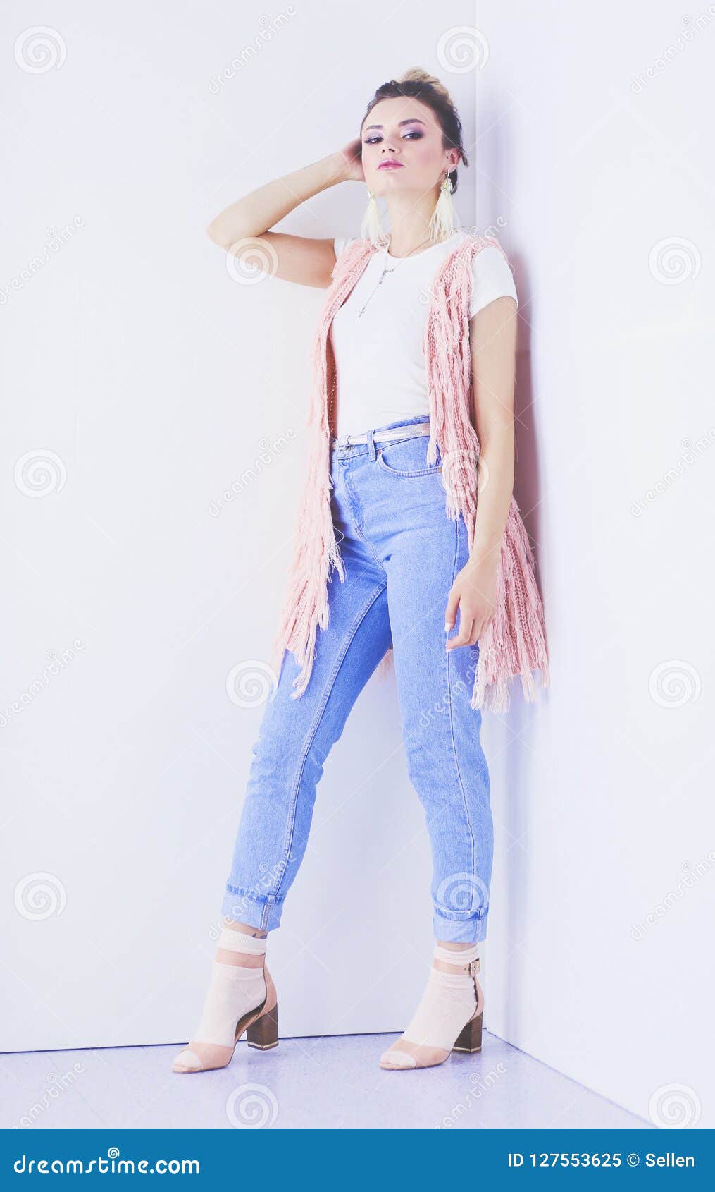 Beautiful Woman Standing in Study. Beautiful Woman. Stock Image - Image ...