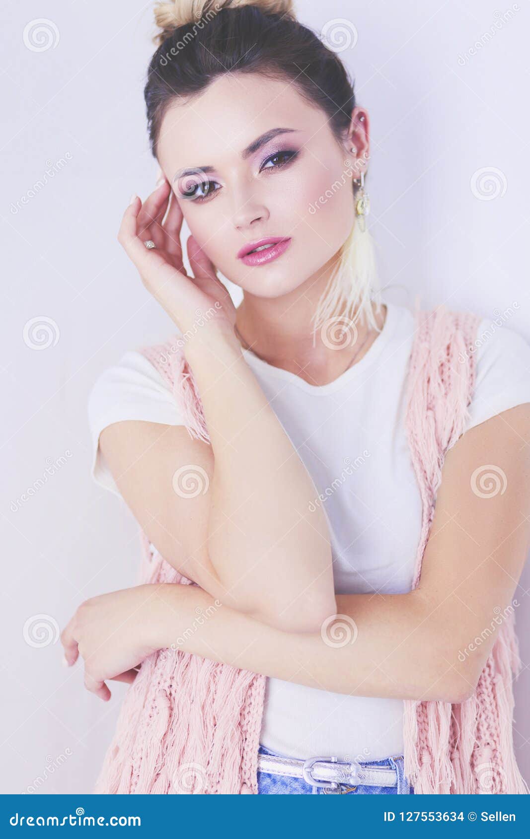 Beautiful Woman Standing in Study. Beautiful Woman. Stock Photo - Image ...