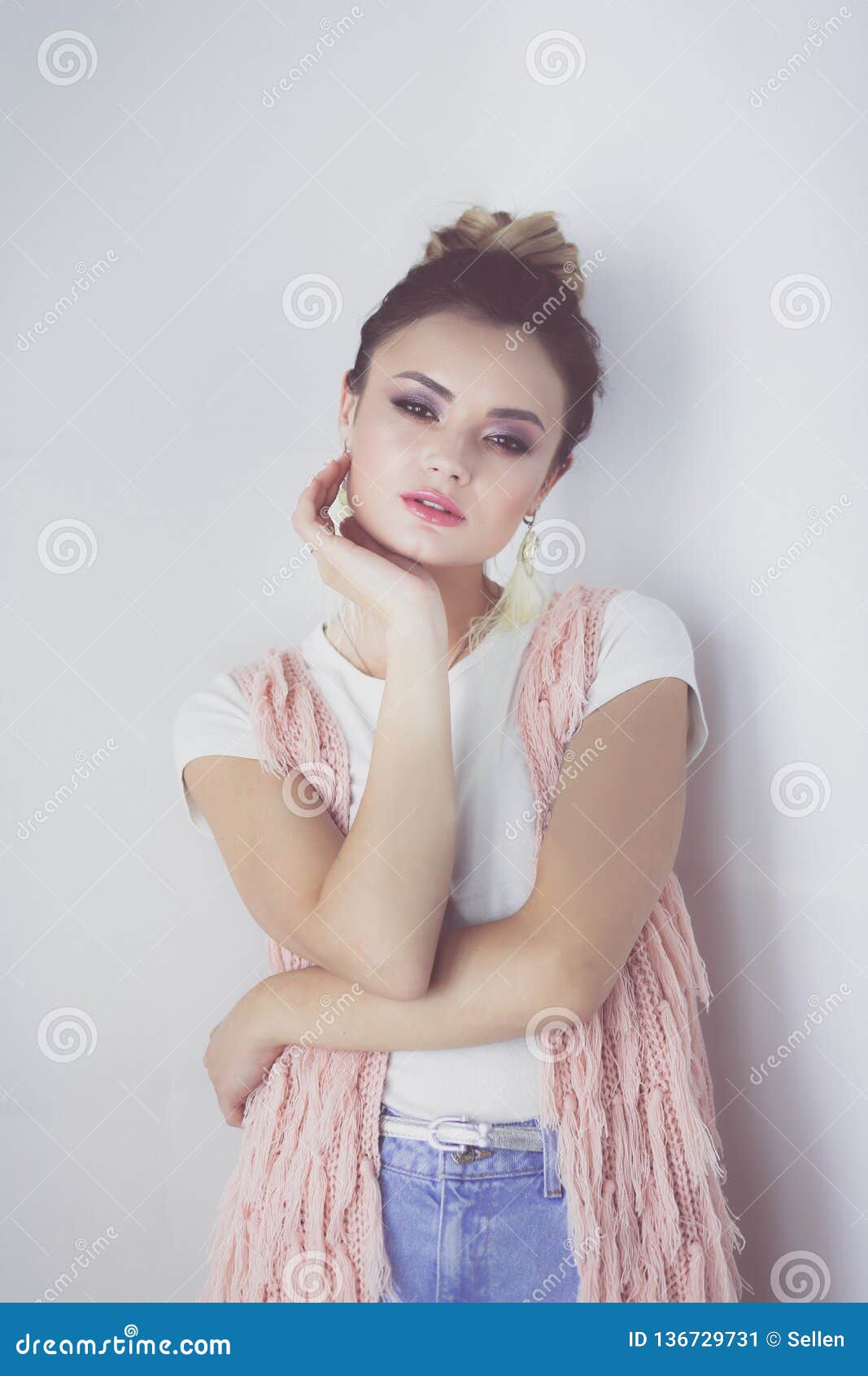 Beautiful Woman Standing in Study. Beautiful Woman. Stock Image - Image ...