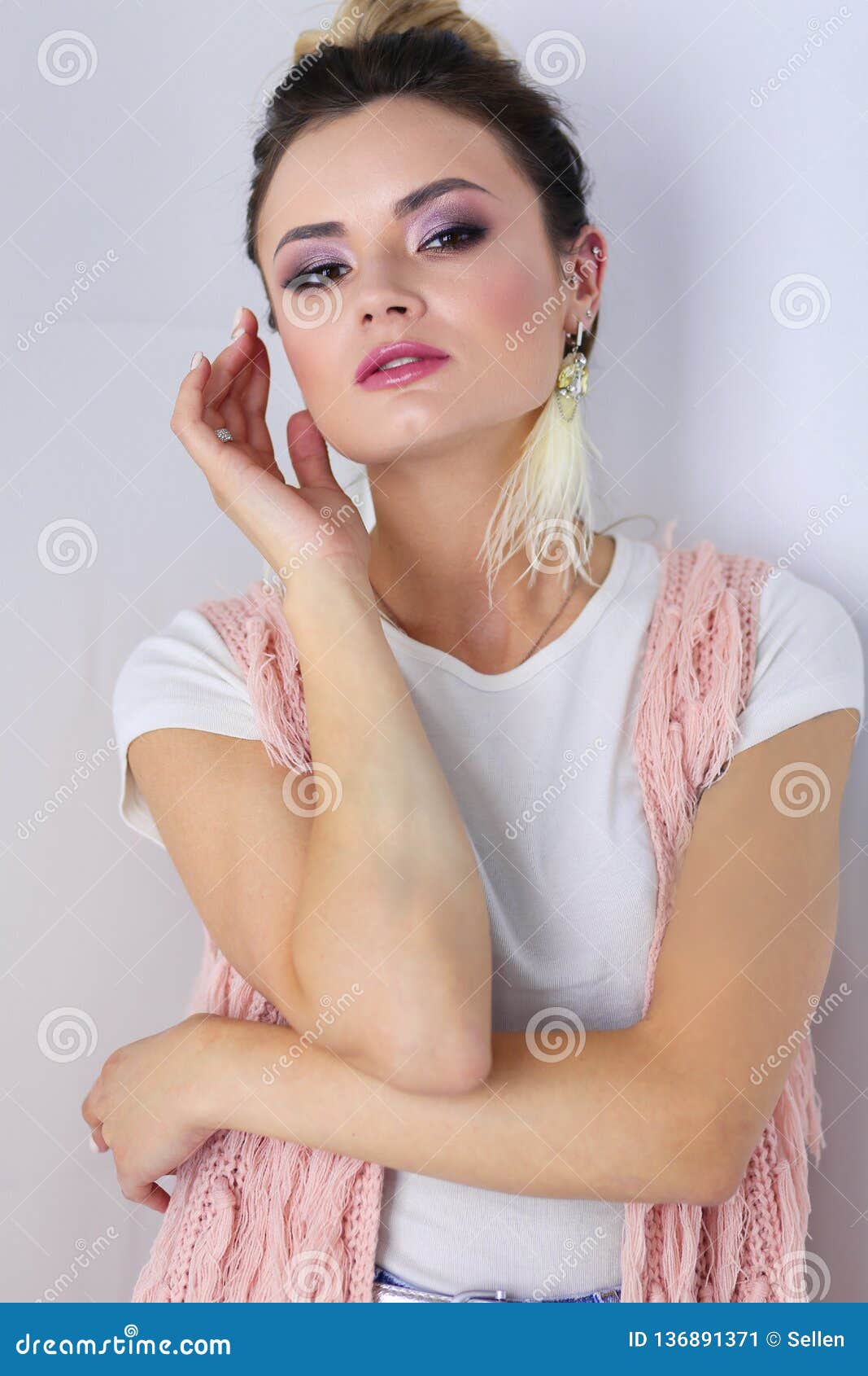 Beautiful Woman Standing in Study. Beautiful Woman. Stock Image - Image ...