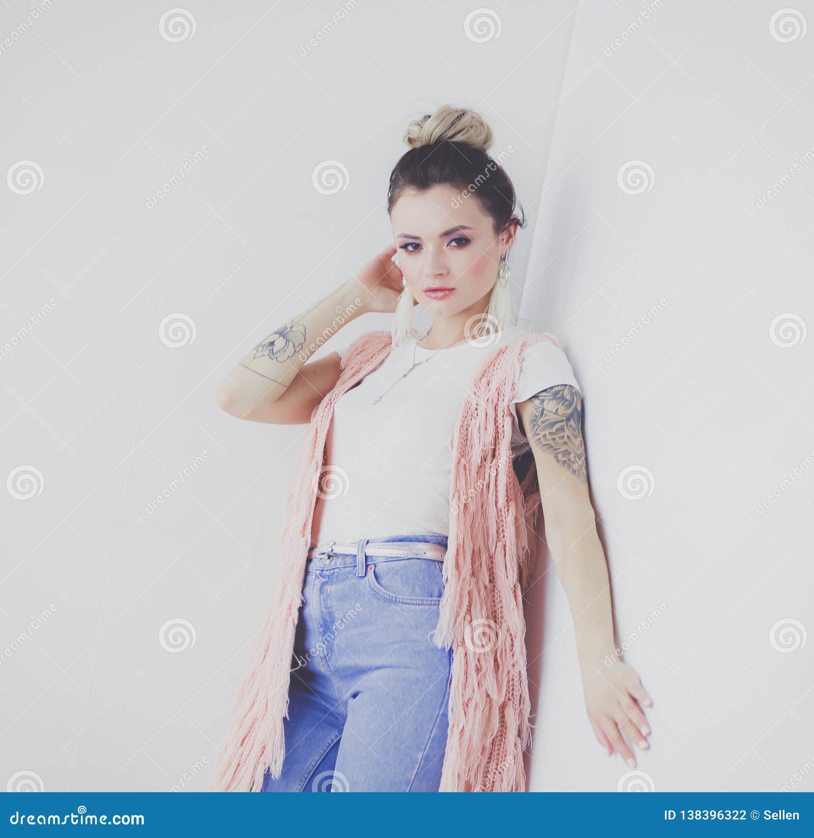 Beautiful Woman Standing in Study. Beautiful Woman. Stock Photo - Image ...