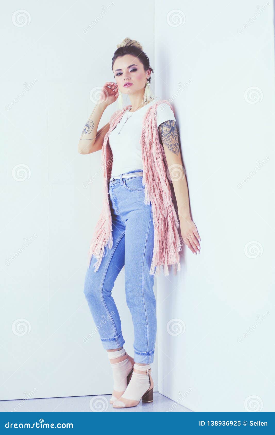 Beautiful Woman Standing in Study. Beautiful Woman. Stock Image - Image ...