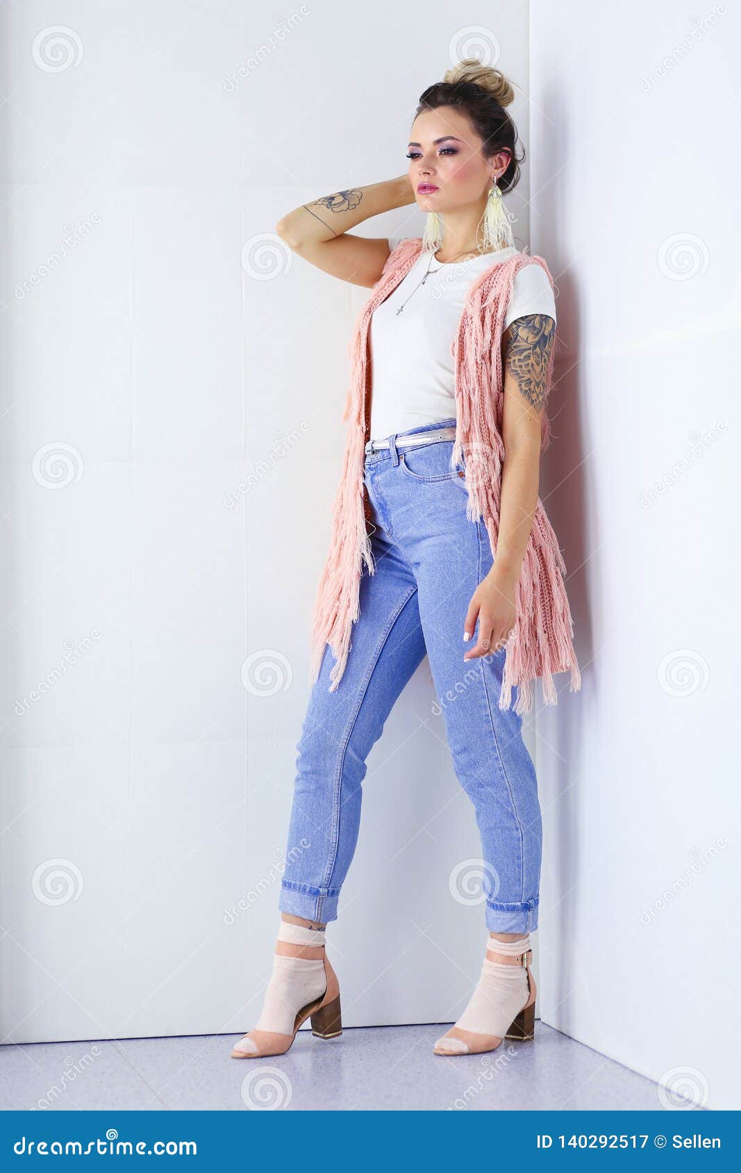 Beautiful Woman Standing in Study. Beautiful Woman. Stock Image - Image ...