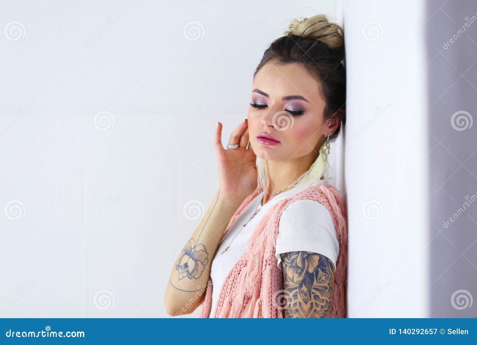 Beautiful Woman Standing in Study. Beautiful Woman. Stock Image - Image ...
