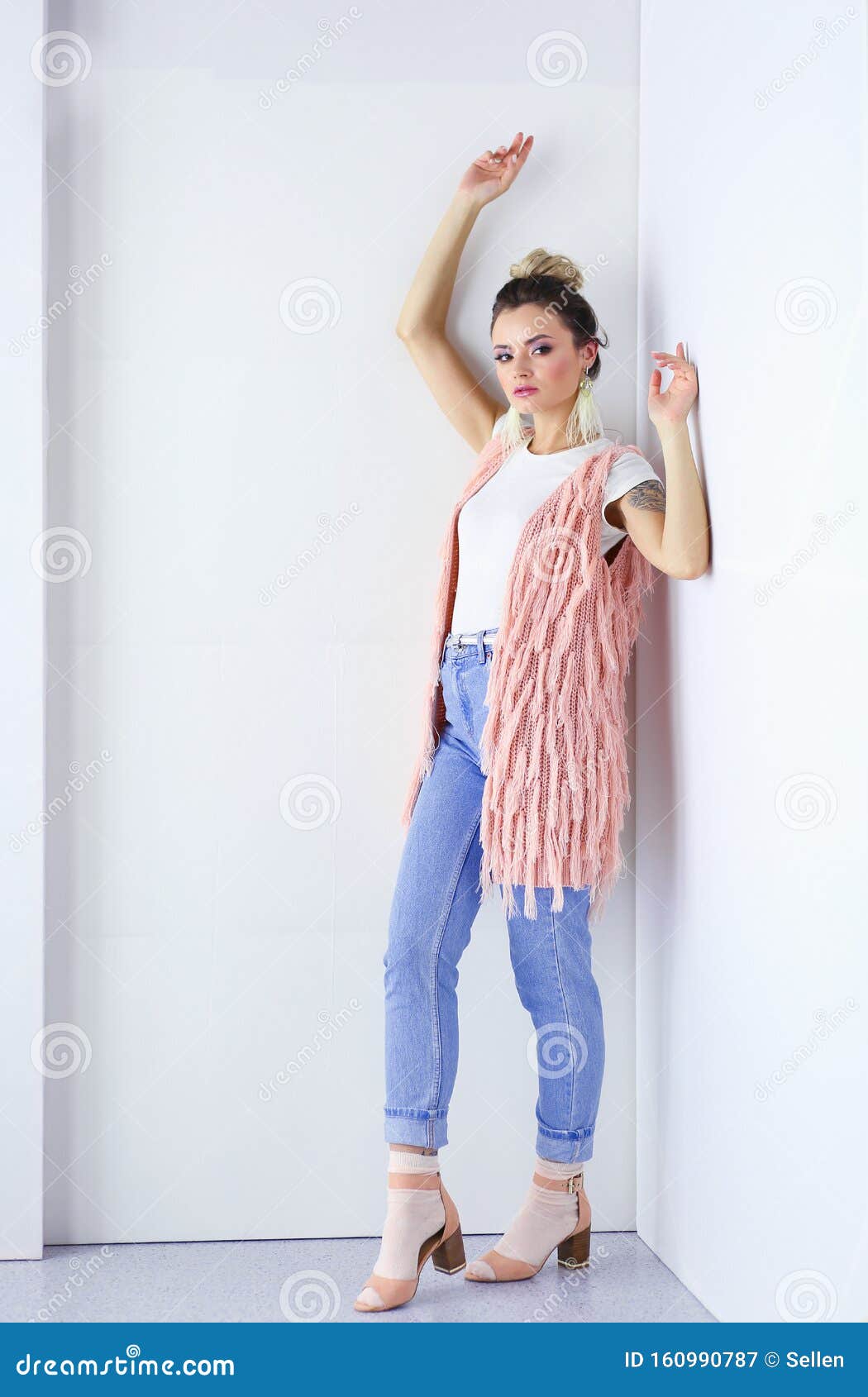 Beautiful Woman Standing in Study. Beautiful Woman. Stock Image - Image ...