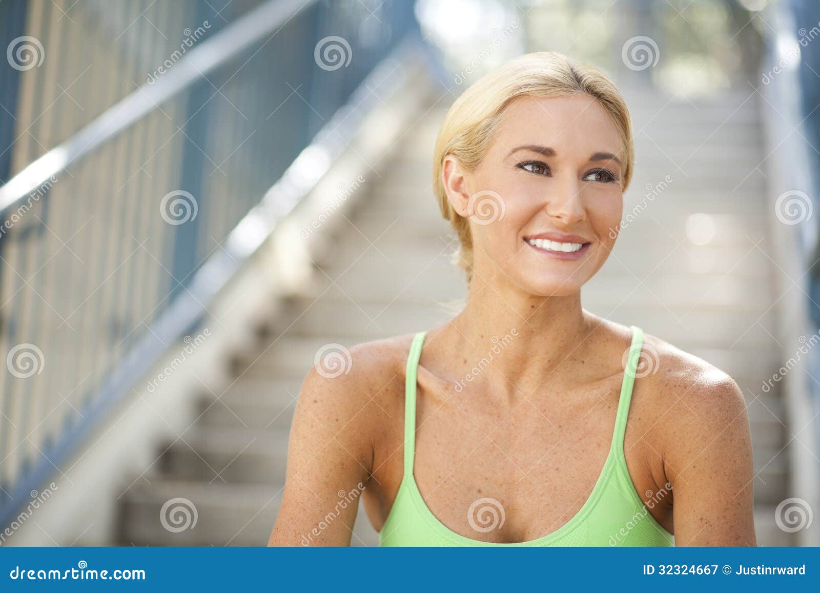 Beautiful woman on steps stock image. Image of selective - 32324667