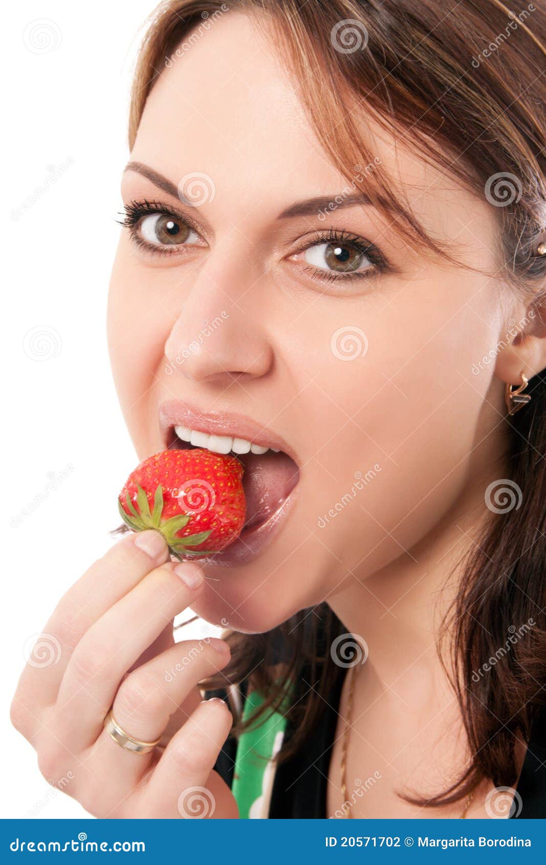 Beautiful Woman with Strawberry Stock Photo - Image of bite, caucasian ...
