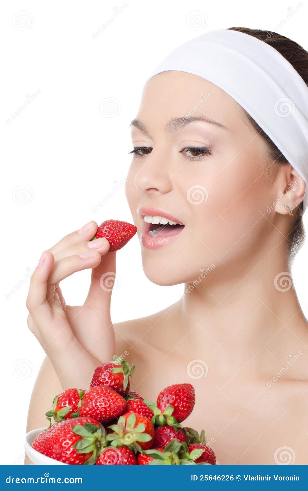 The Beautiful Woman with a Strawberry Stock Photo - Image of healthy ...