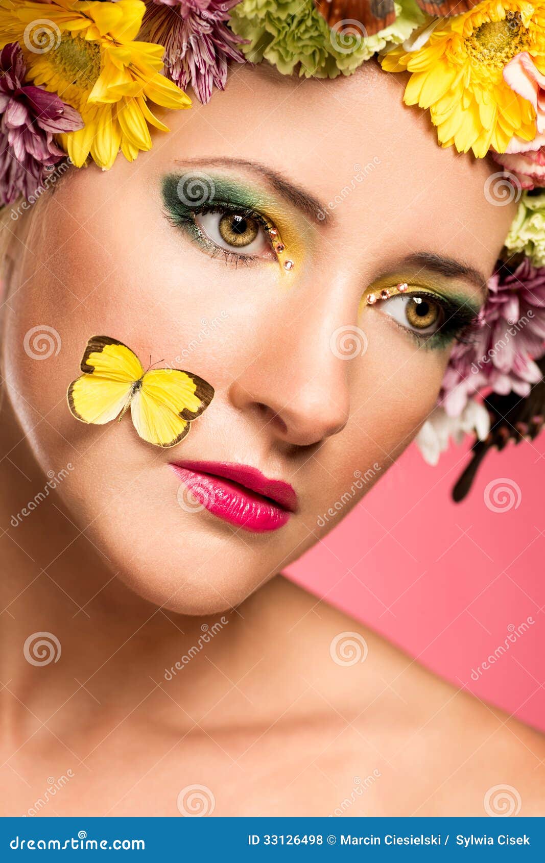 Beautiful woman stock photo. Image of female, butterfly - 33126498