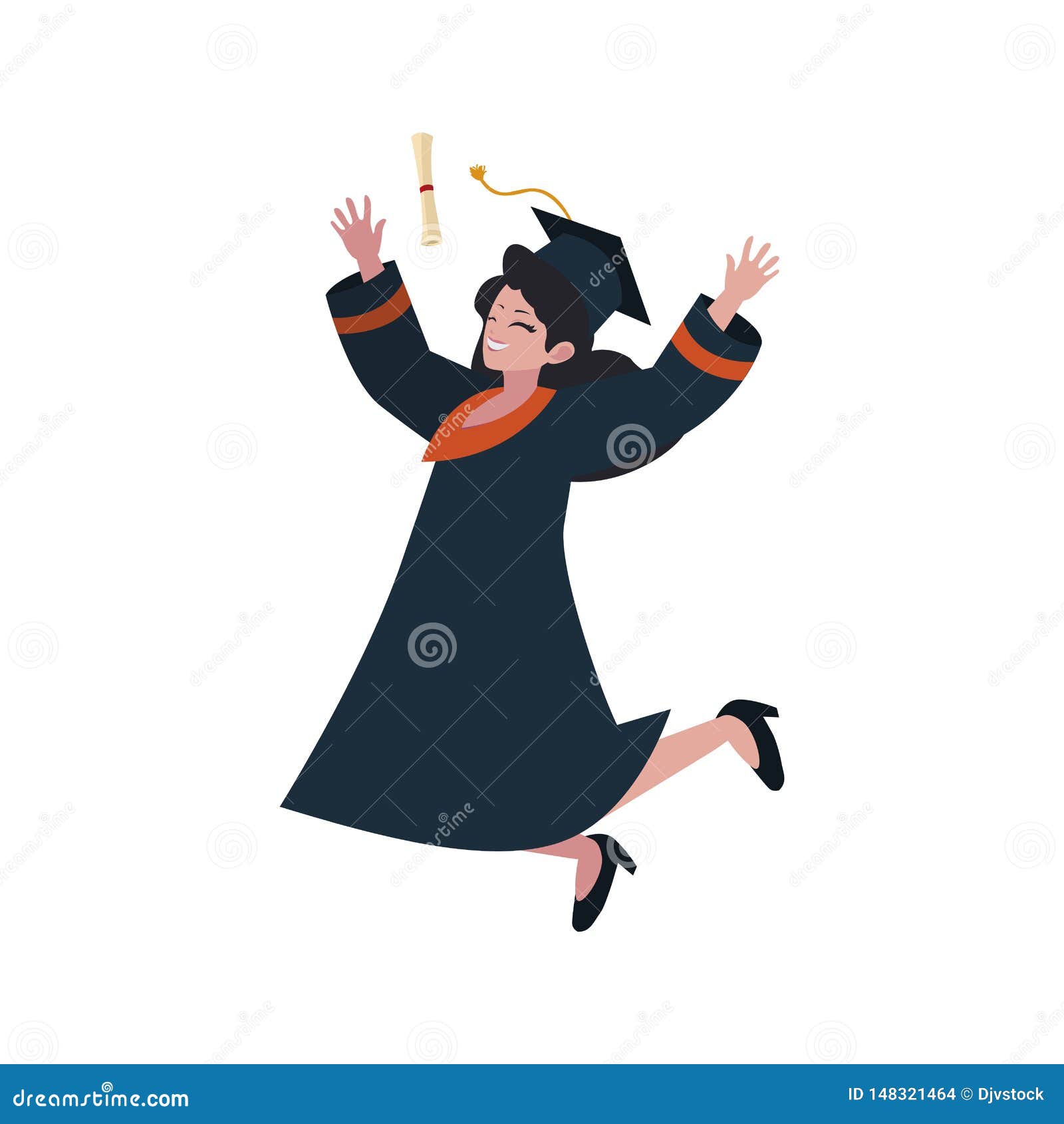 Beautiful Woman Student Graduated Celebrating Stock Illustration ...