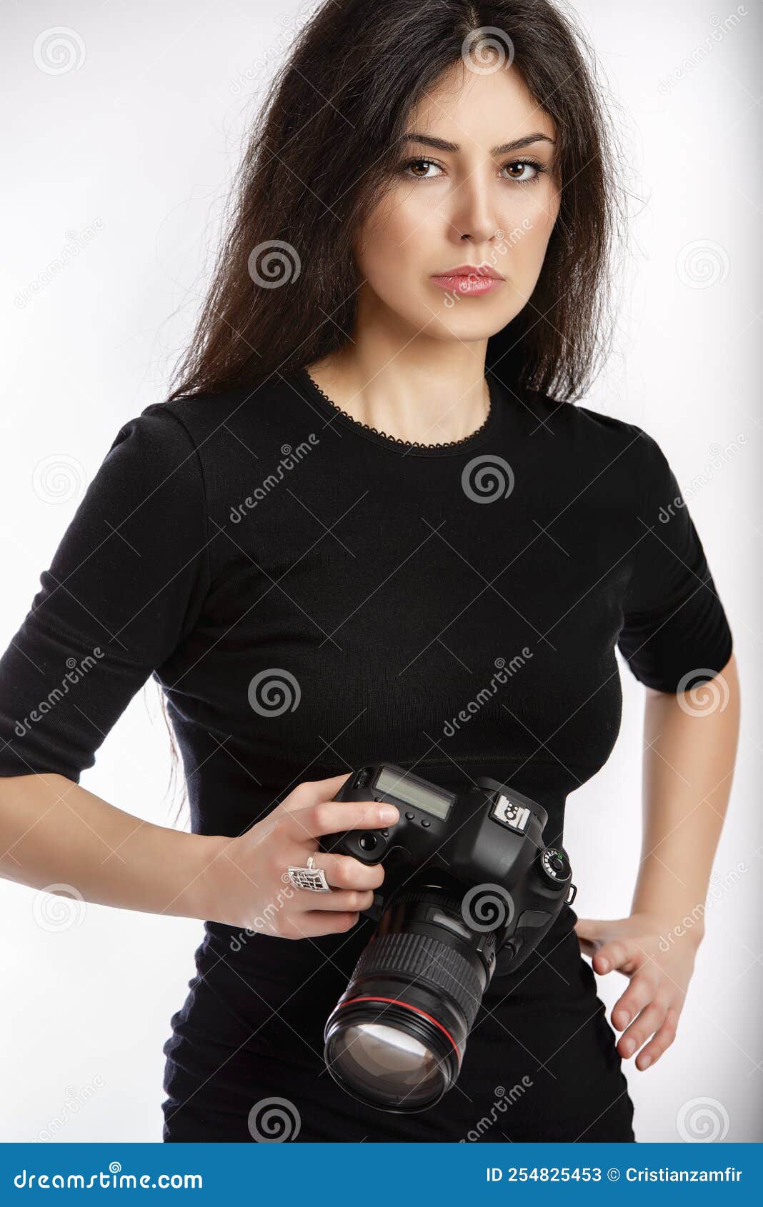 Beautiful Woman in the Studio on the Background Stock Image - Image of ...