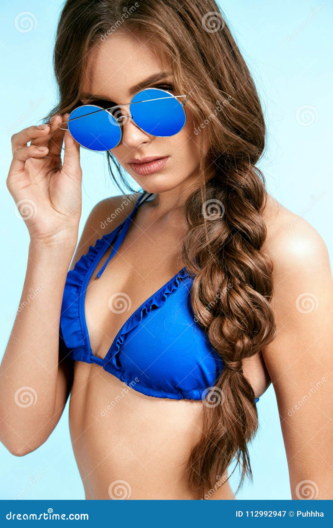 Beautiful Woman In Stylish Sunglasses In Summer Stock Image Image Of