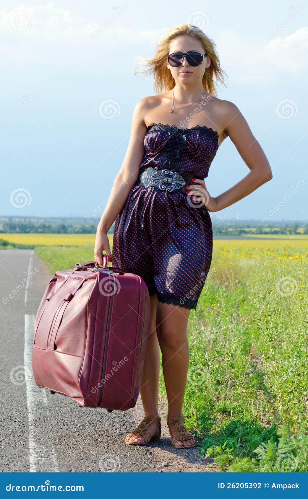 Beautiful Woman with Suitcase Stock Photo - Image of female ...