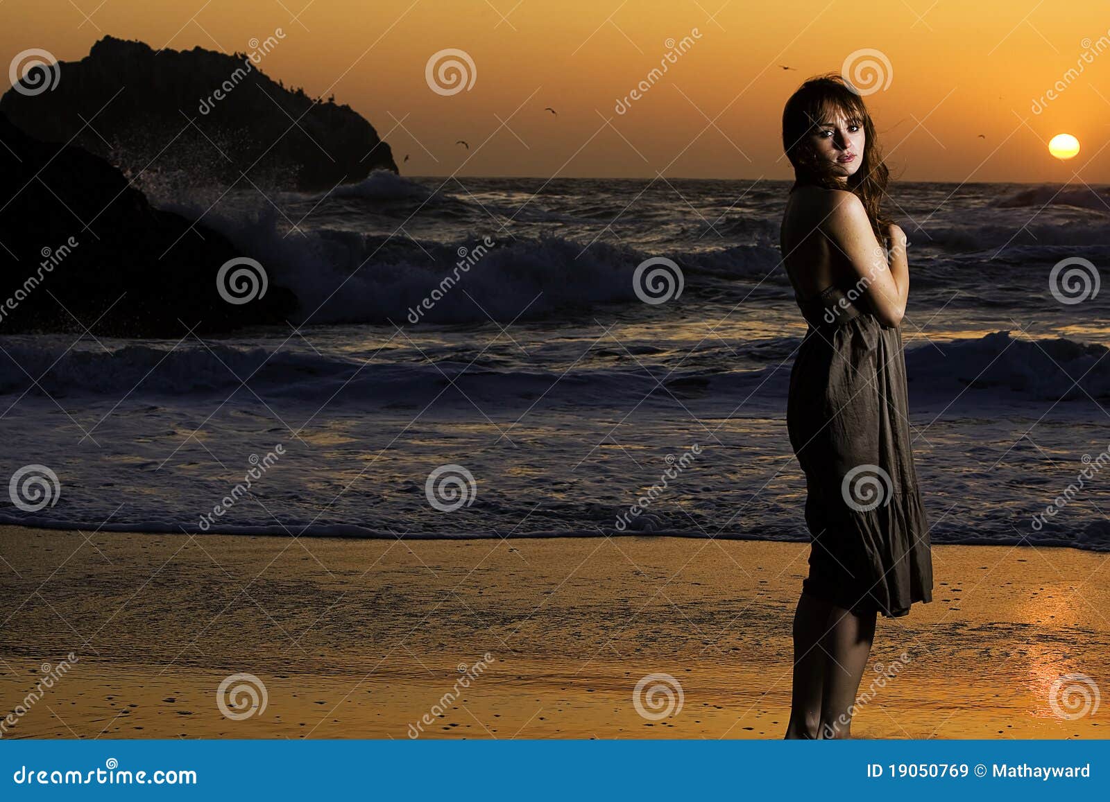 Beautiful woman at sunset stock image. Image of woman - 19050769