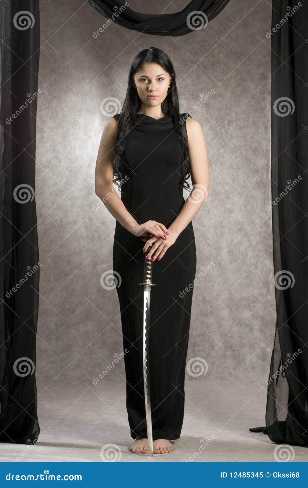 Beautiful Woman with a Sword Stock Image - Image of young, barefoot ...