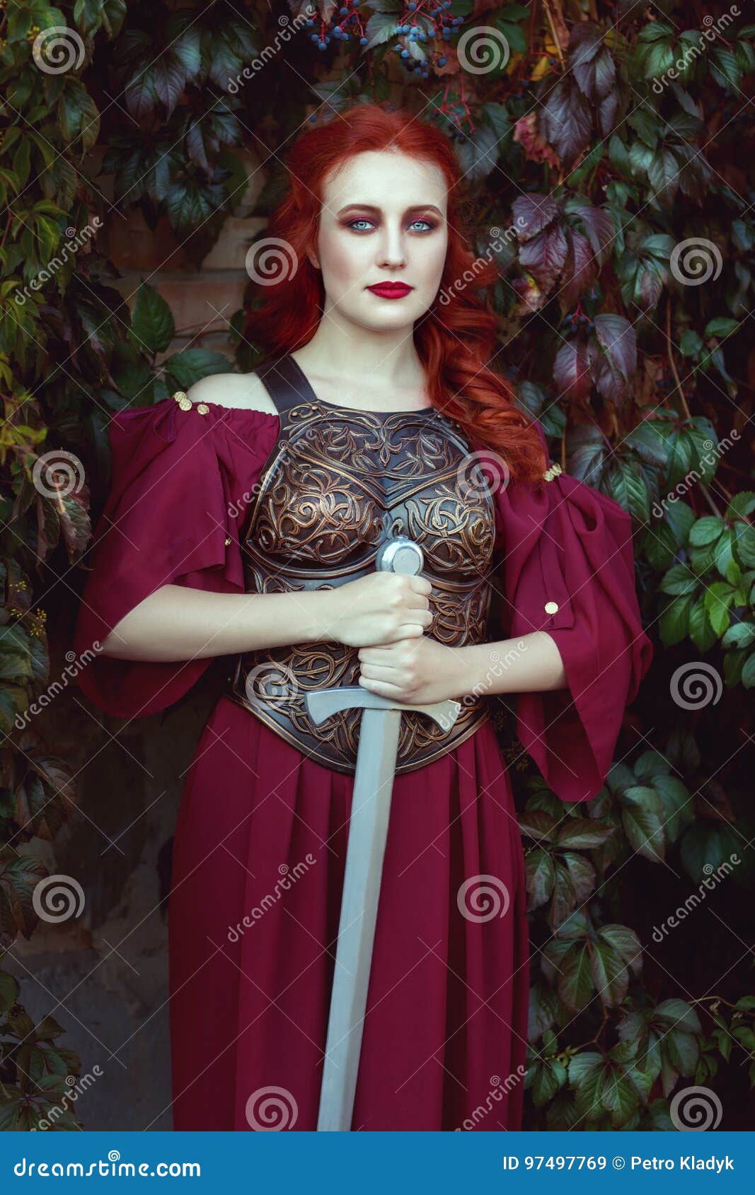 Beautiful Woman with a Sword. Stock Image - Image of dress, beauty ...