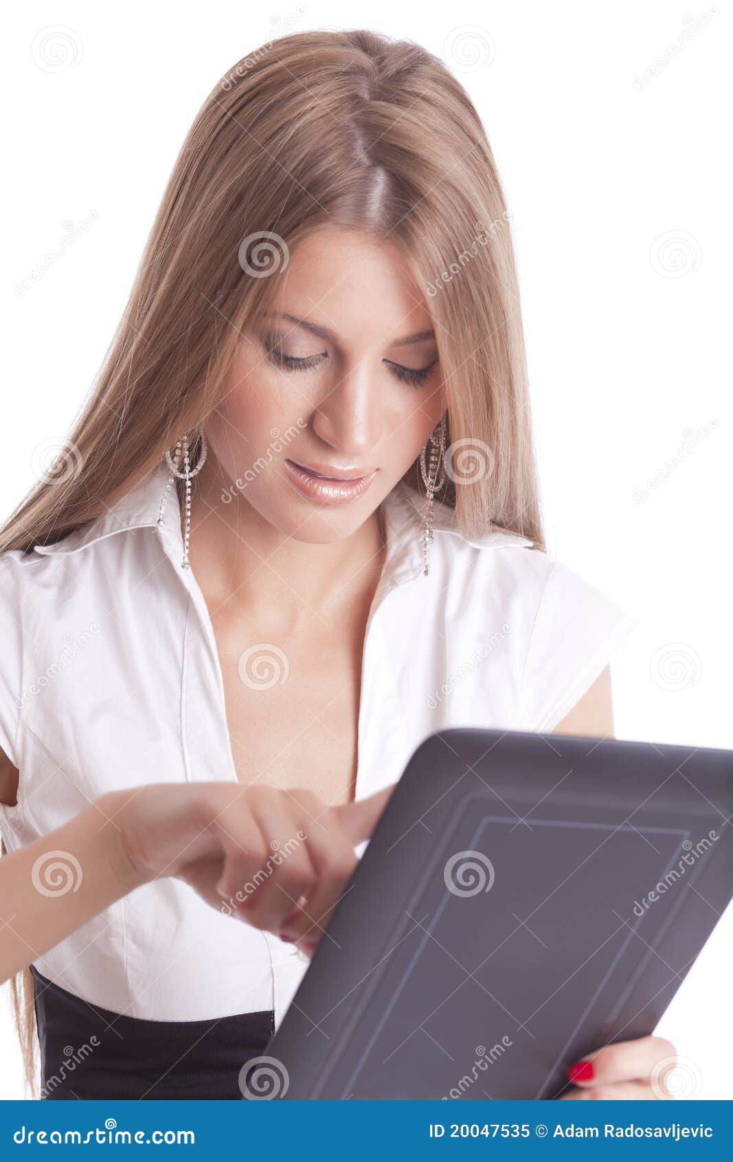Beautiful Woman with Tablet Computer Stock Image - Image of female ...