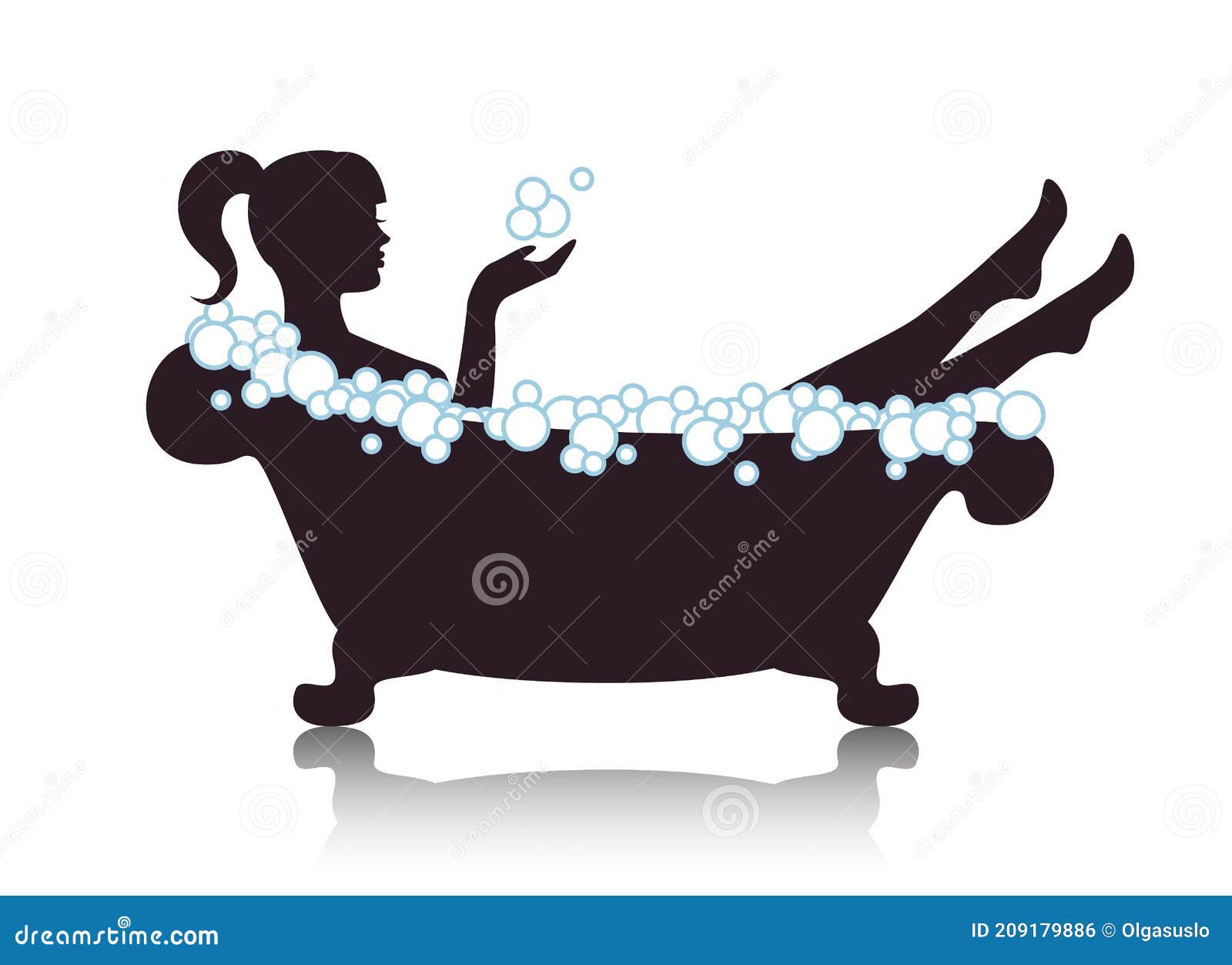 Beautiful Woman Taking A Bubble Bath Stock Vector Illustration Of