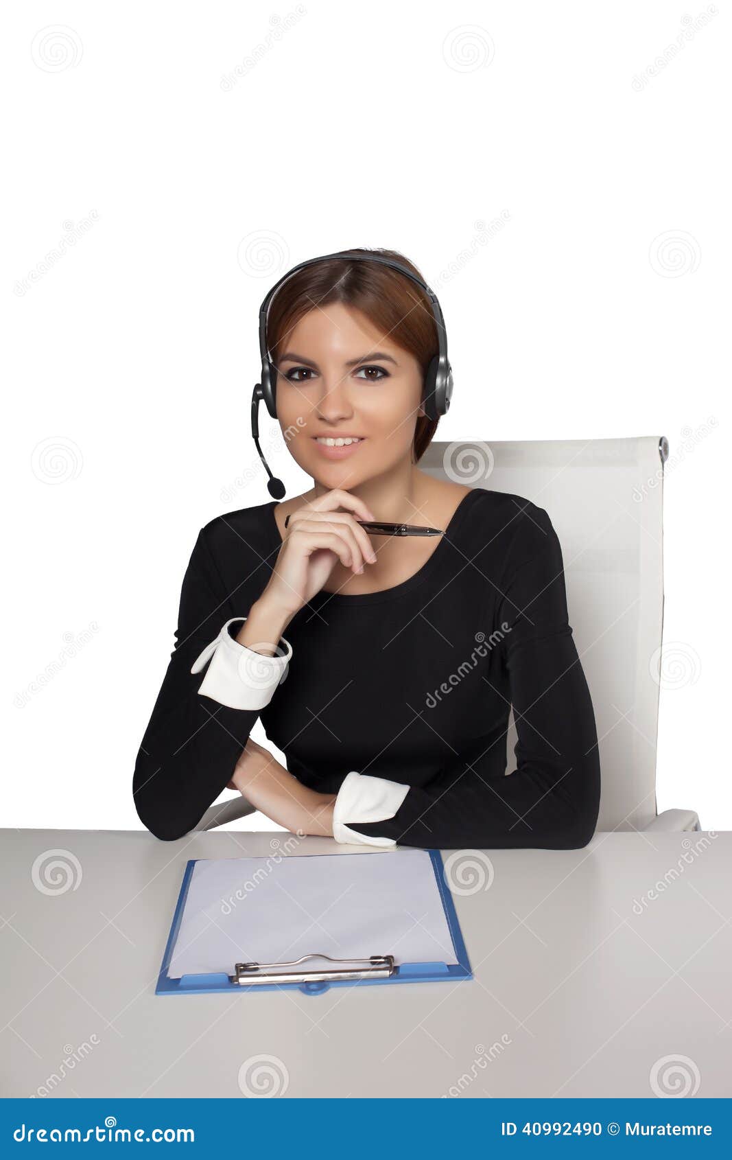 Beautiful Woman Talking on Headset,helpdesk Stock Photo - Image of ...