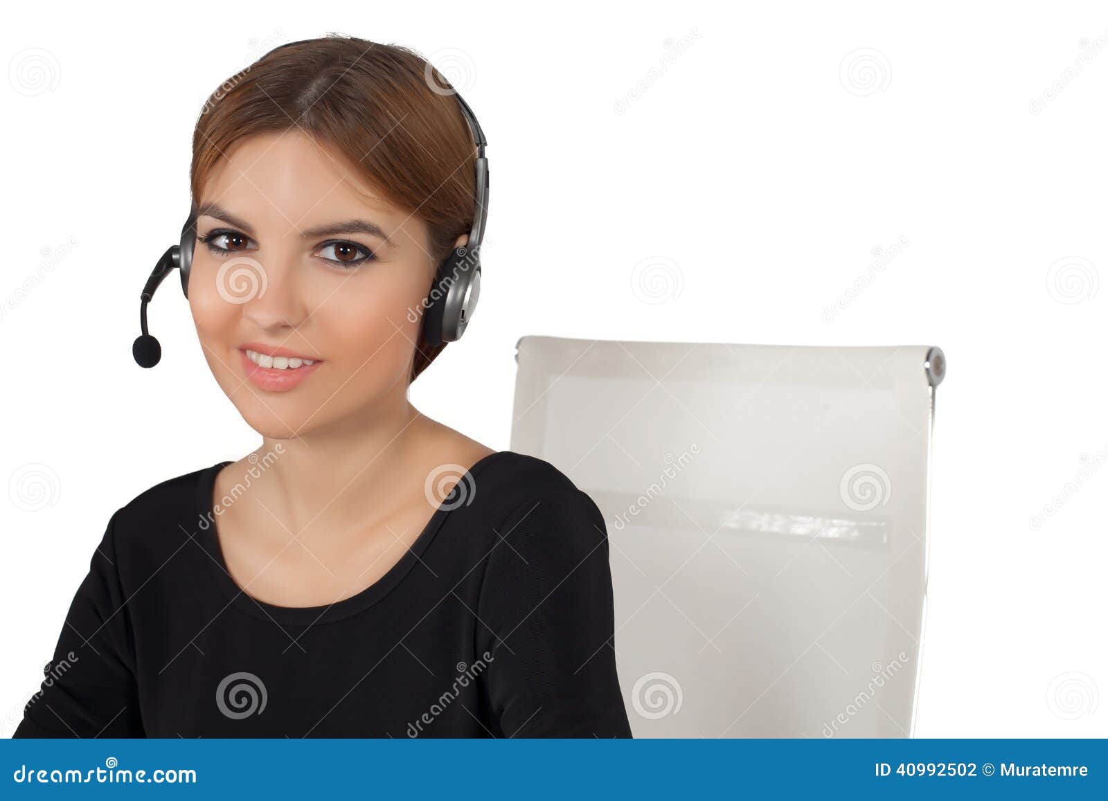 Beautiful Woman Talking on Headset,helpdesk Stock Photo - Image of girl ...