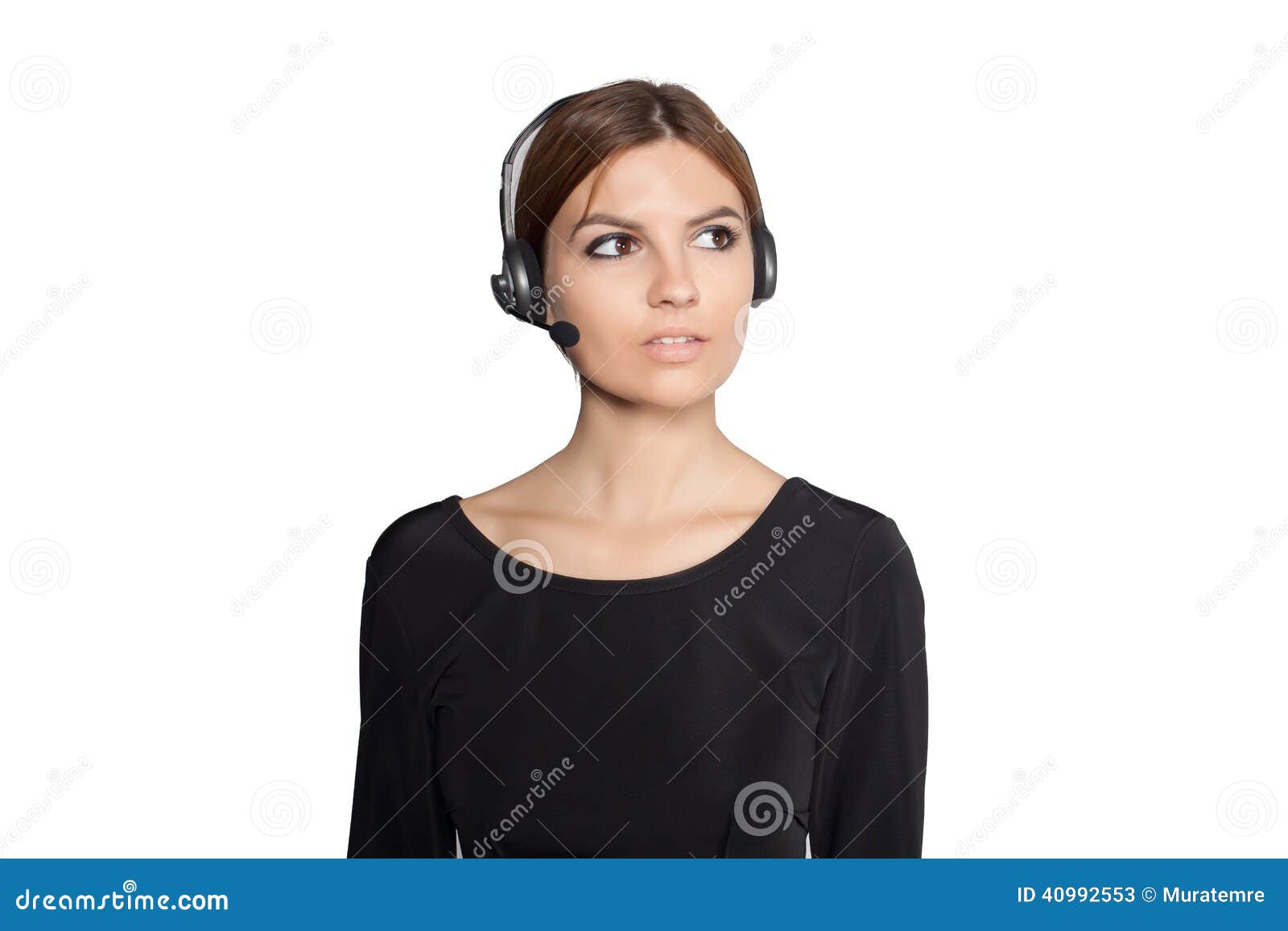 Beautiful Woman Talking on Headset,helpdesk Stock Image - Image of ...