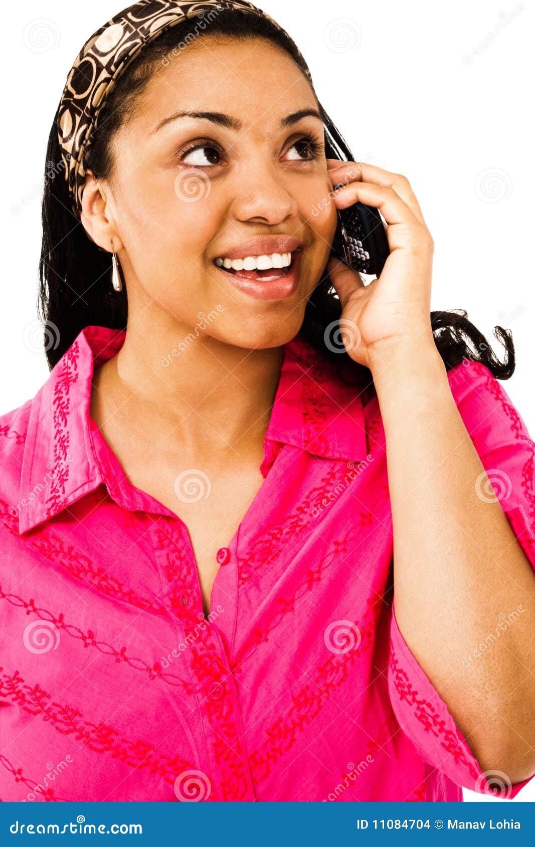 Beautiful Woman Talking on Mobile Stock Photo - Image of fashion, pink ...