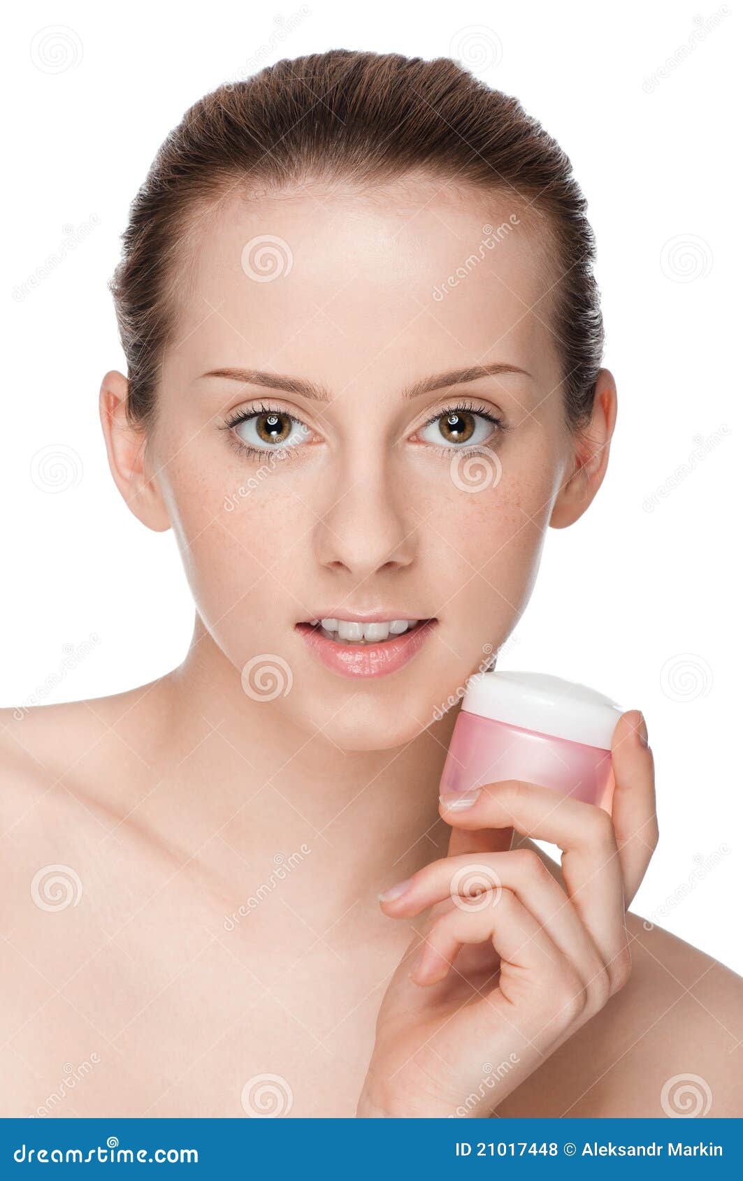 Beautiful Woman Tender Jar of Cream Stock Photo - Image of girl ...