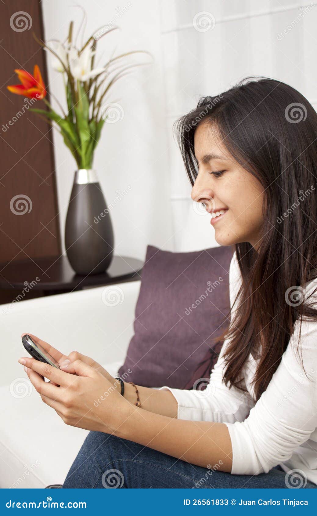 Beautiful Woman Texting Using a Mobile Phone Stock Image - Image of ...