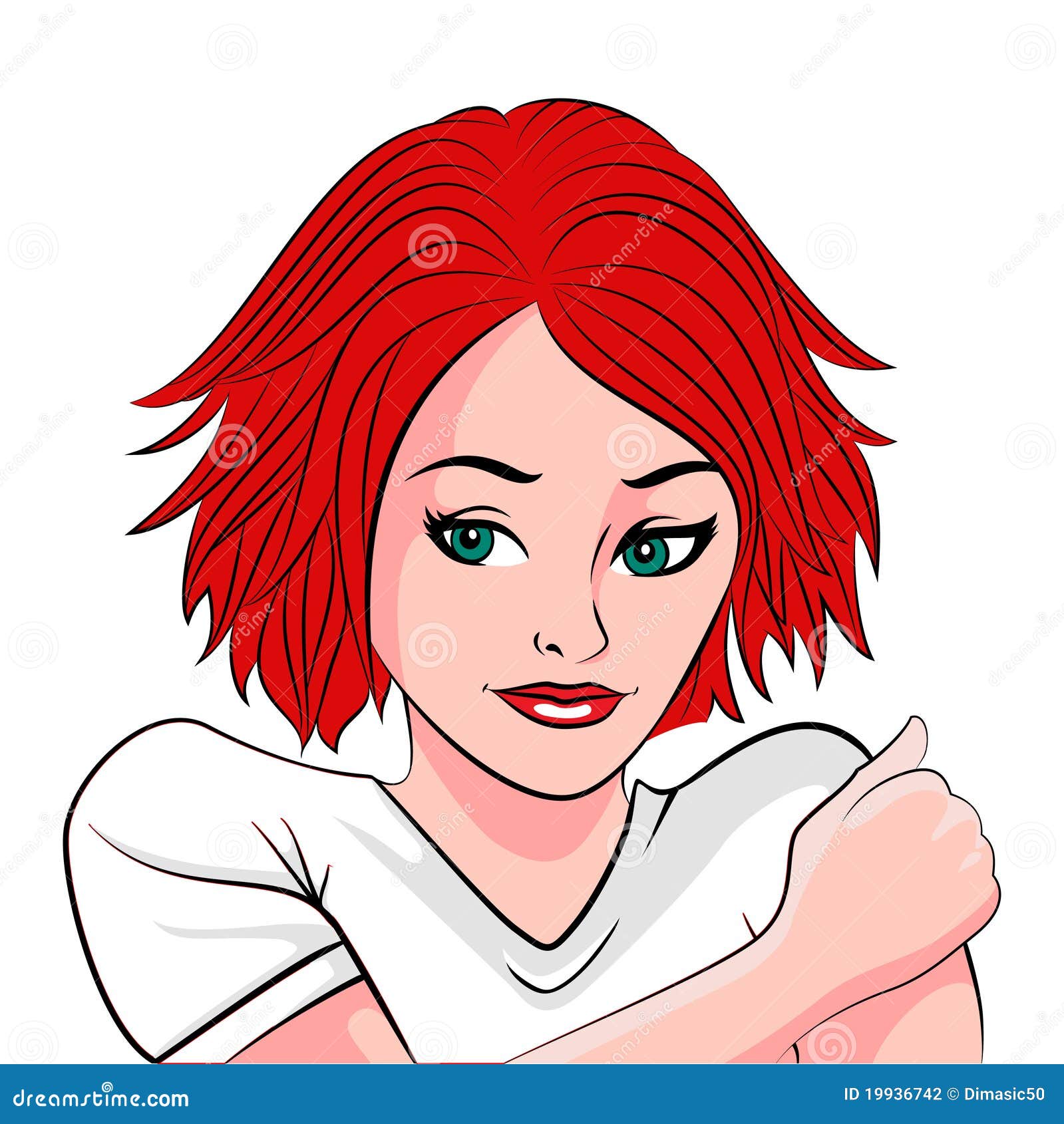 Beautiful Woman Think Comics Style Stock Illustration - Illustration of ...