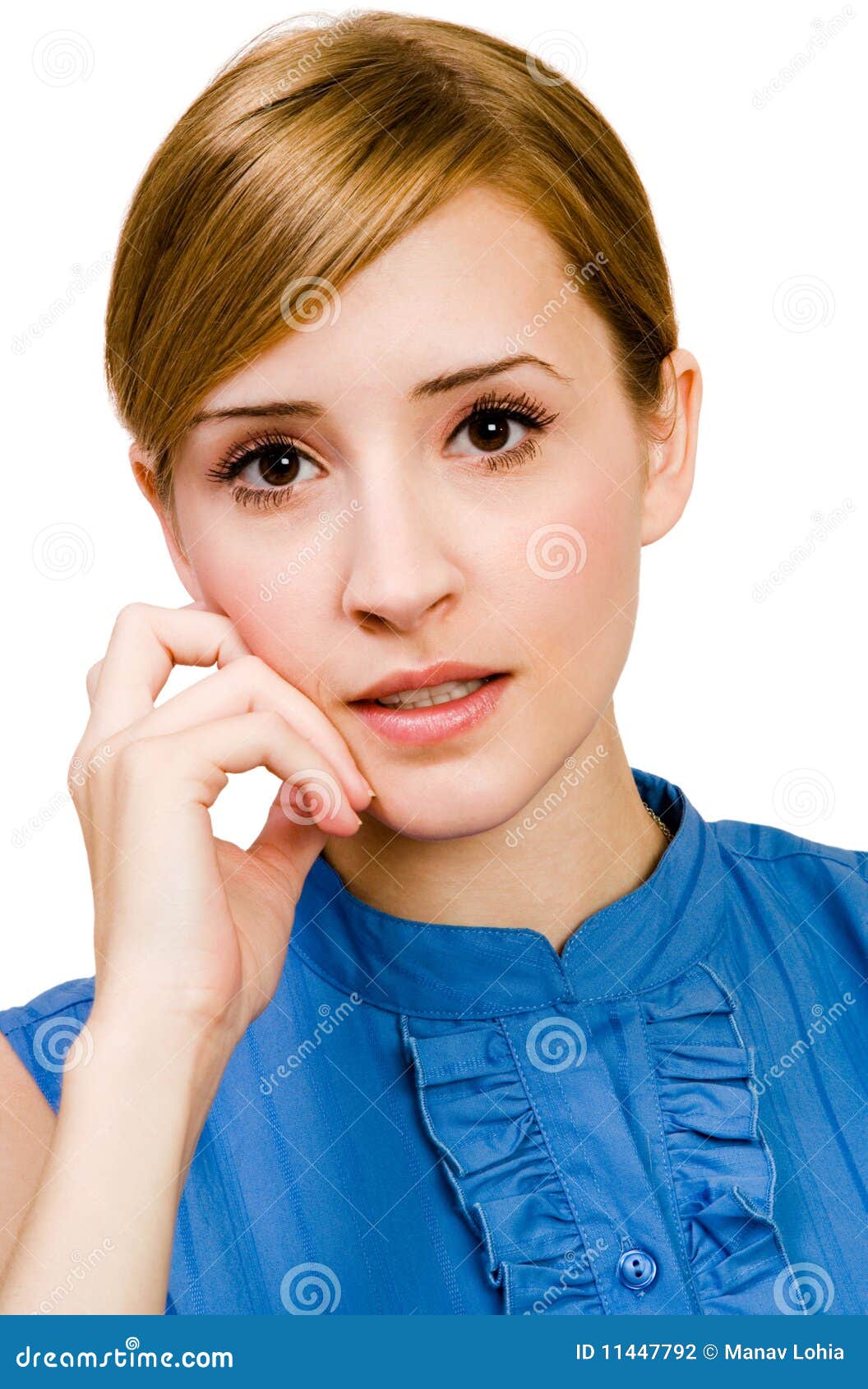 Beautiful woman thinking stock photo. Image of posing - 11447792