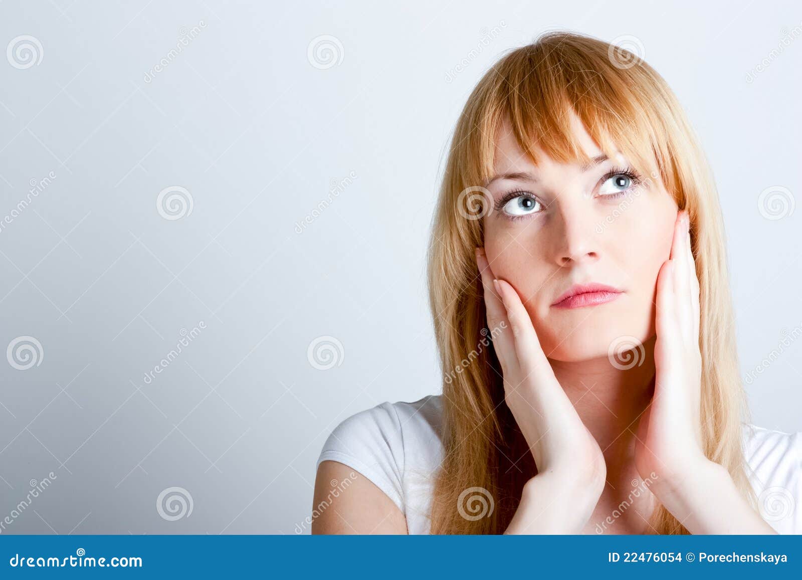 Beautiful woman thinking stock photo. Image of face, eyes - 22476054