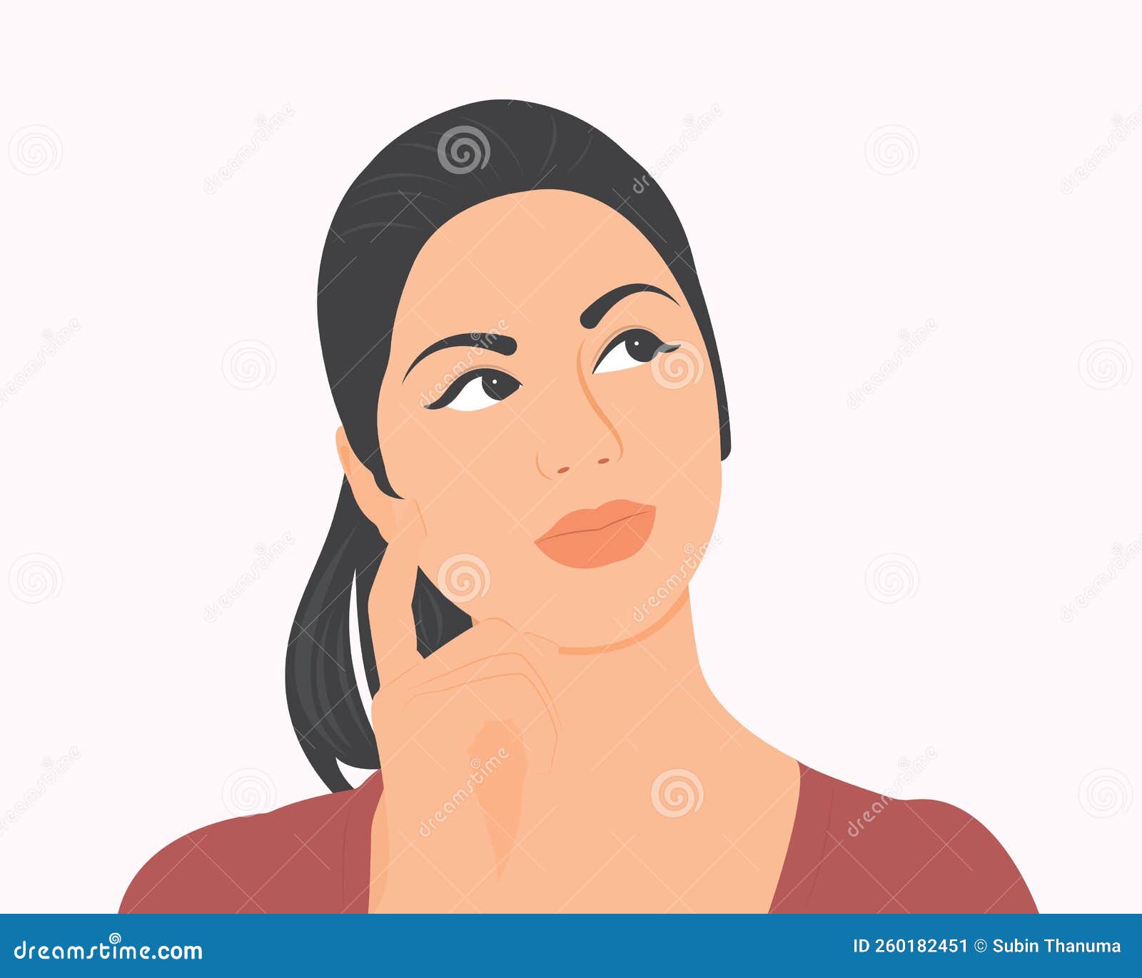 Beautiful Woman Thinking, Analyzing or Having a Question in Her Mind ...