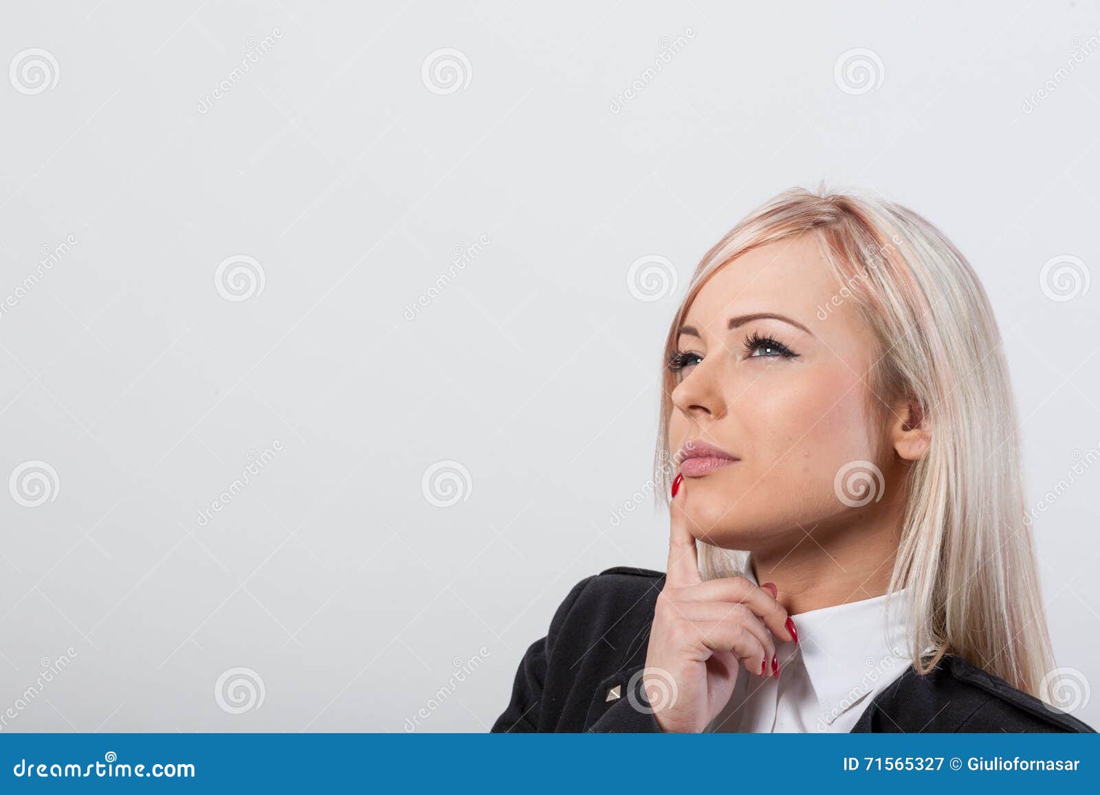 Beautiful Woman Thinking about COPY SPACE Stock Image - Image of doubt ...