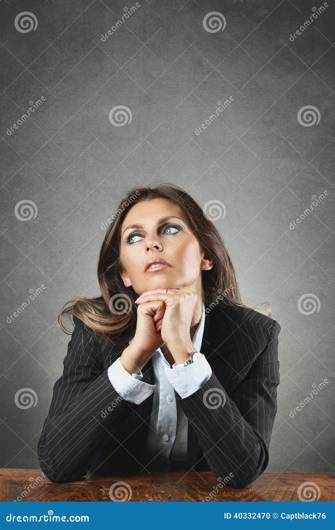 Beautiful woman thinking stock photo. Image of pensive - 40332470