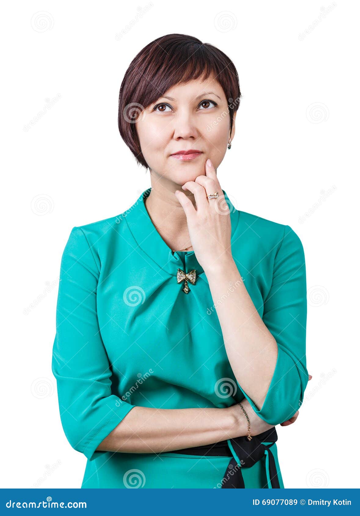 Beautiful woman thinking stock image. Image of gesture - 69077089