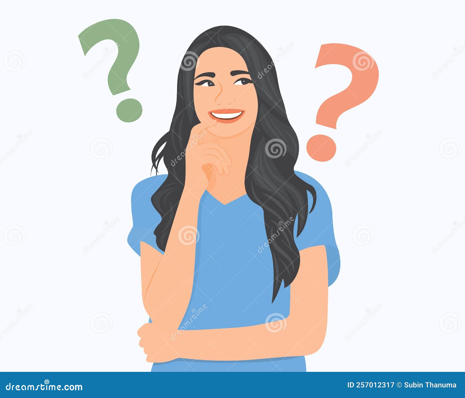 Beautiful Woman Thinking Stock Vector Illustration Of Wonder 257012317