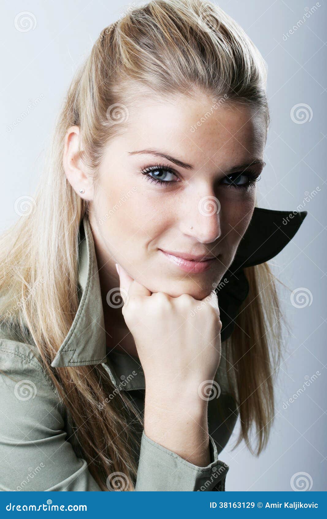 Beautiful Woman with a Thoughtful Expression Stock Image - Image of ...