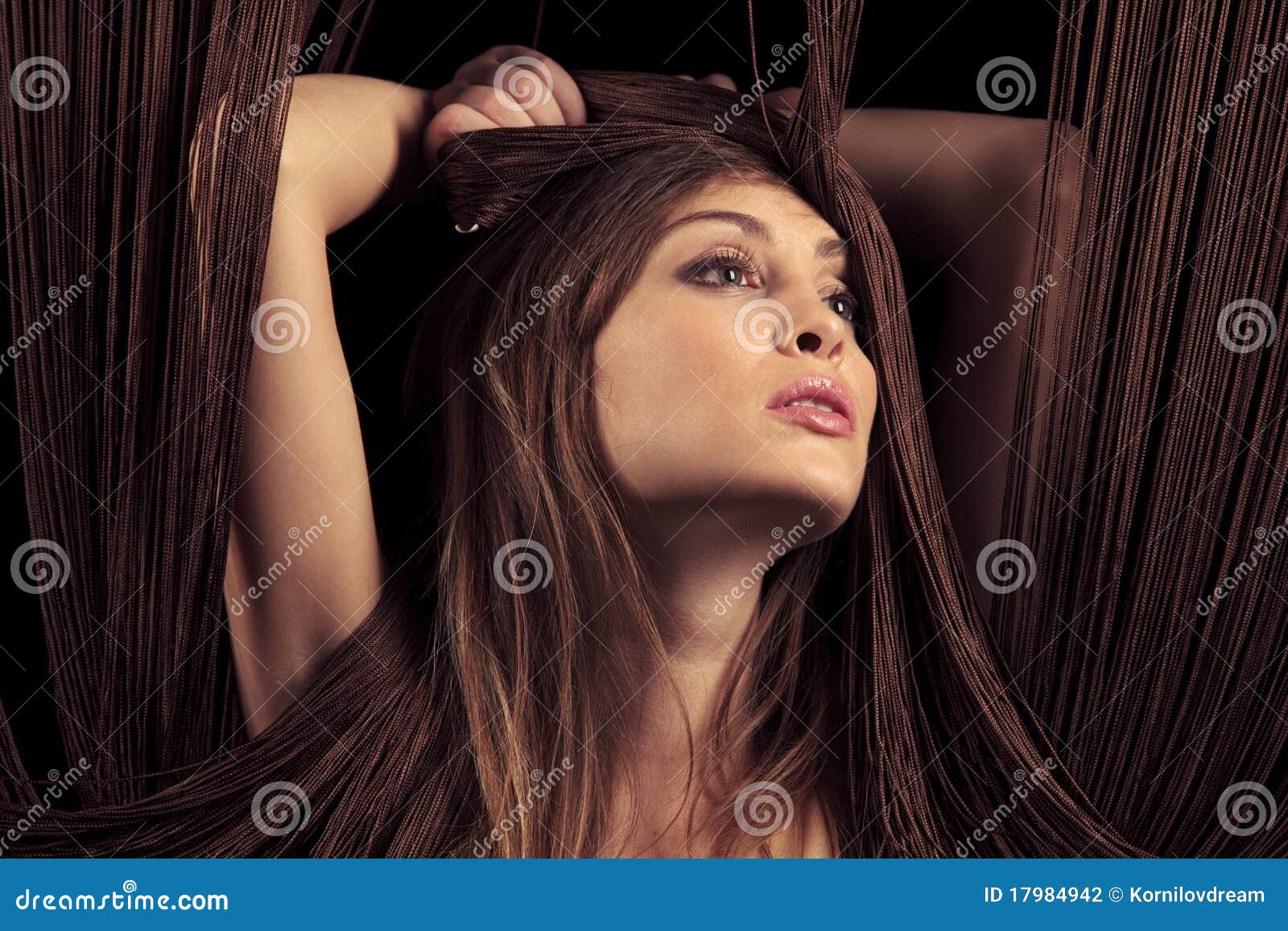 Beautiful Woman with Threads Stock Photo - Image of glamour, close ...