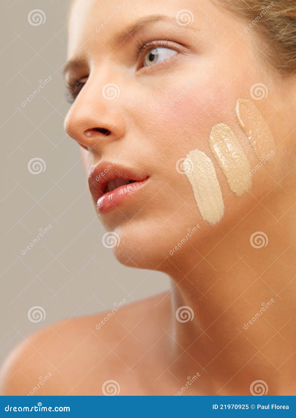 Beautiful Woman with Three Shades of Foundation Stock Image - Image of ...