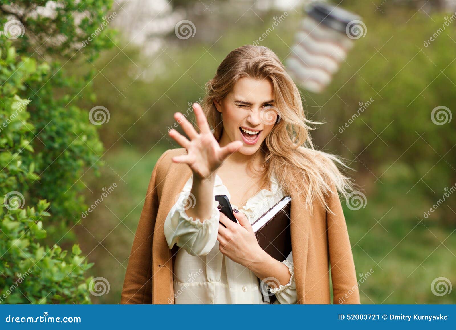Beautiful Woman Throwing Away Her Coffee Stock Image - Image of ...