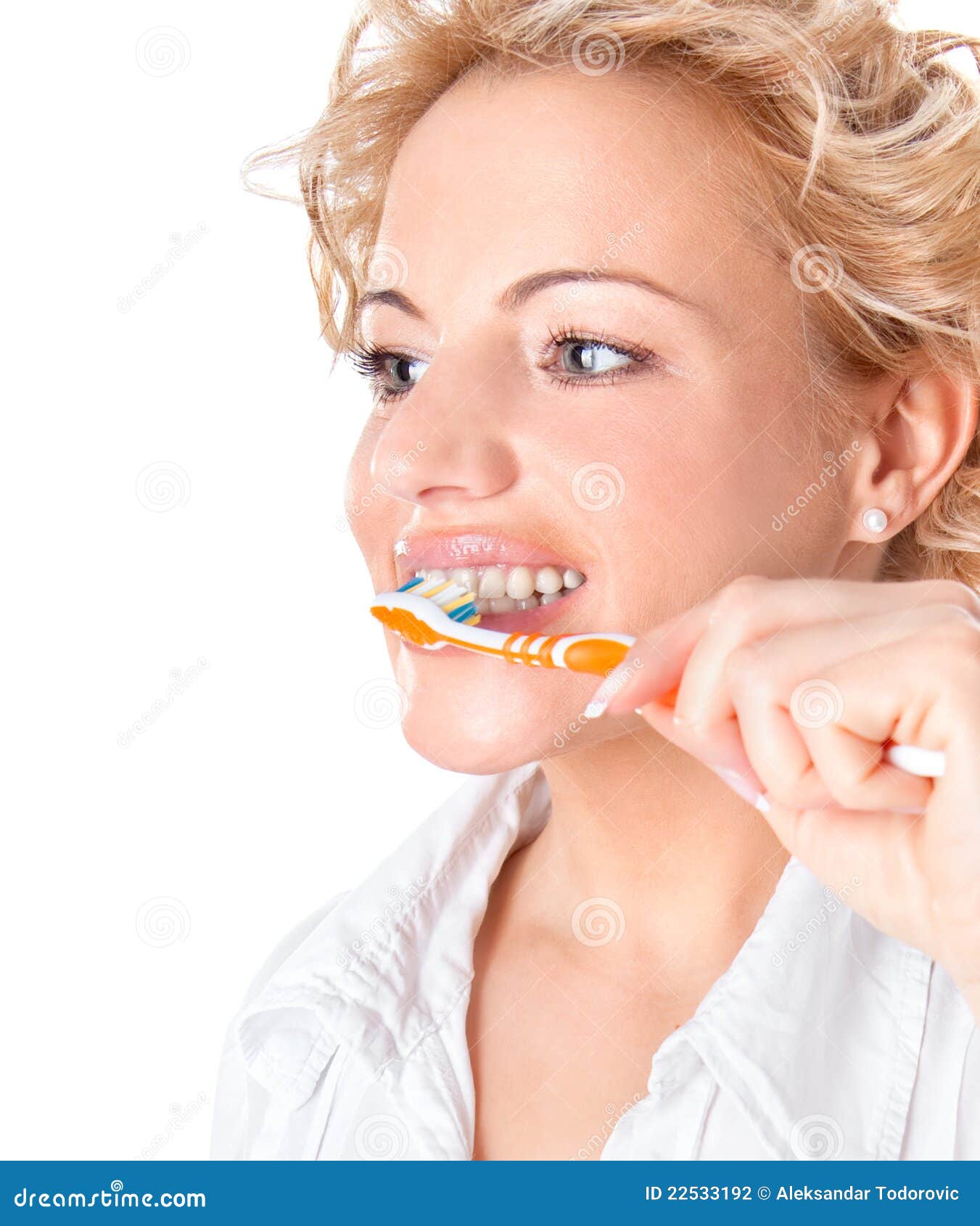 Beautiful Woman with a Toothbrush Stock Photo - Image of head, cute ...