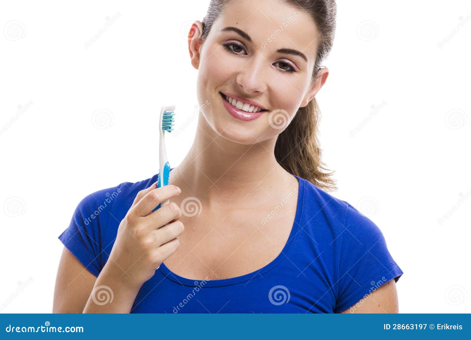 Beautiful Woman with a Toothbrush Stock Image - Image of fresh, face ...