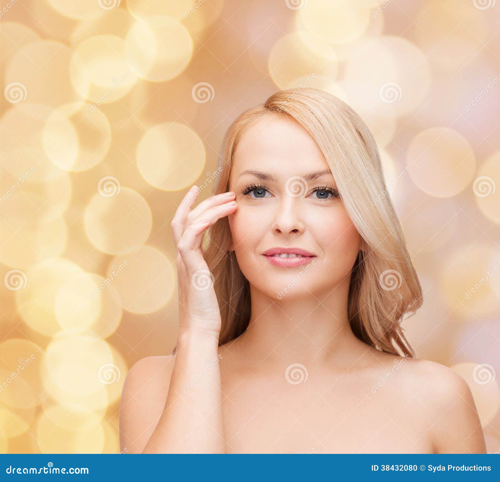 Beautiful Woman Touching Her Eye Area Stock Photo - Image of healthy ...