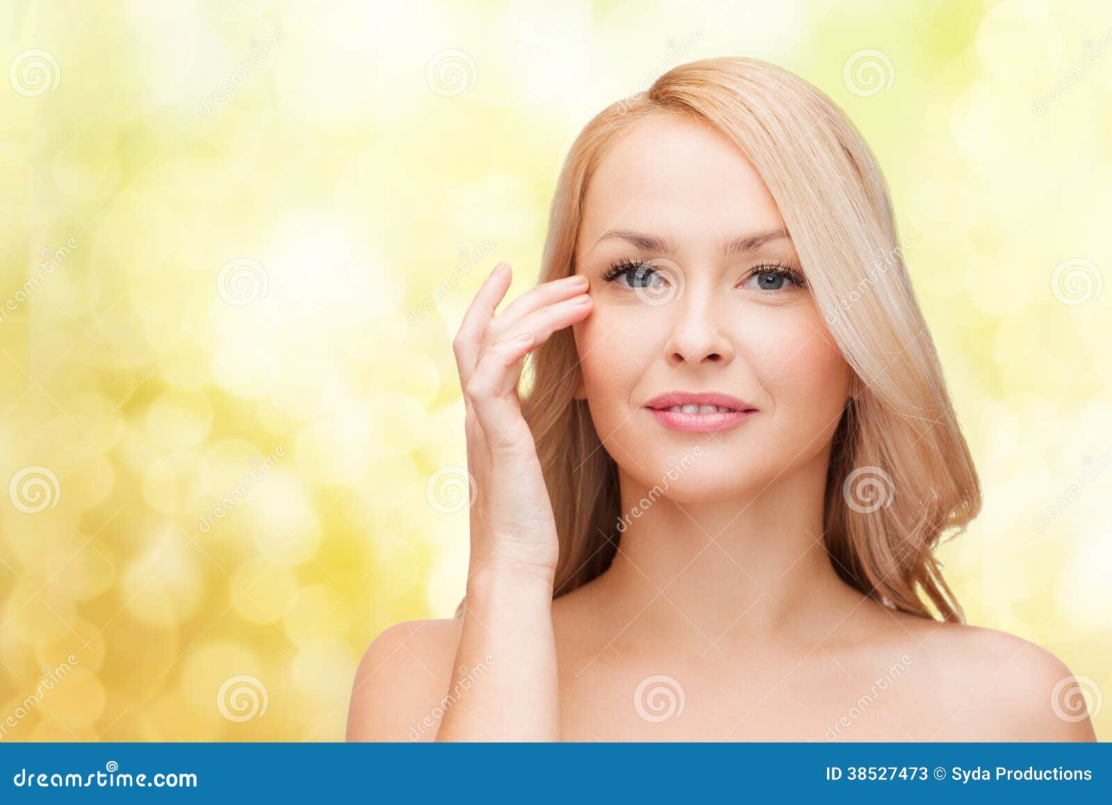 Beautiful Woman Touching Her Eye Area Stock Image - Image of care ...