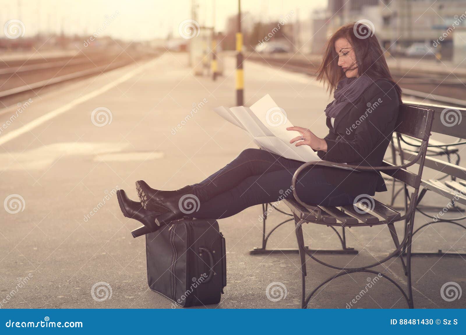 Beautiful Woman at the Train Station Stock Photo - Image of model ...