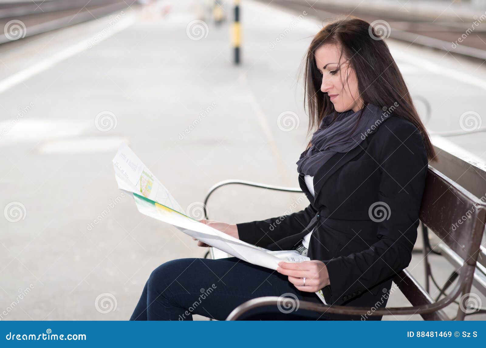 Beautiful Woman at the Train Station Stock Image - Image of female ...